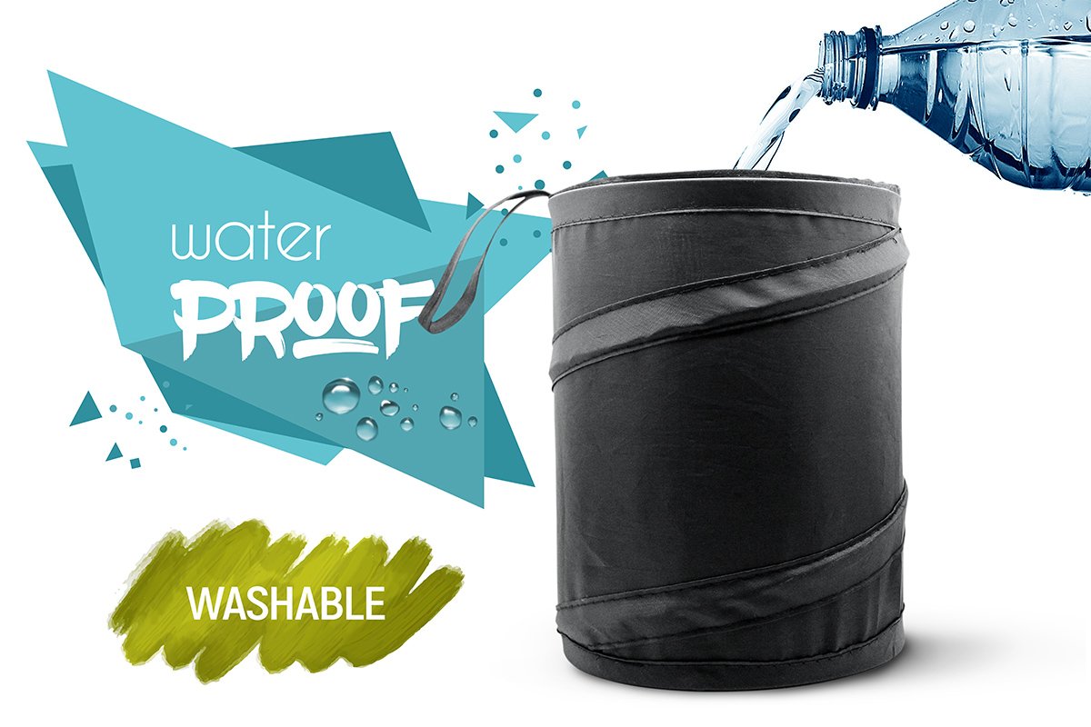 Mavoro Car Trash Can, Portable Garbage Bin, Collapsible Pop-up Water Proof Bag, Waste Basket Bin, Rubbish Bin (1 Gallon, 1 Pack)
