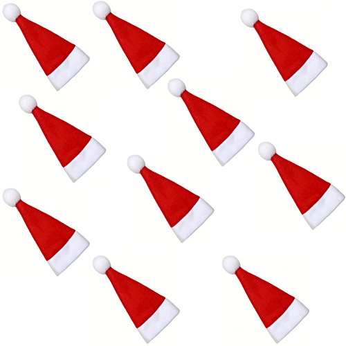 Weimay 10 Pcs Christmas Santa Hats Silverware Holders Tableware Holders Santa Claus Flatware Holder Christmas Socks Decorations Dinner Table Decorations Party Supplies