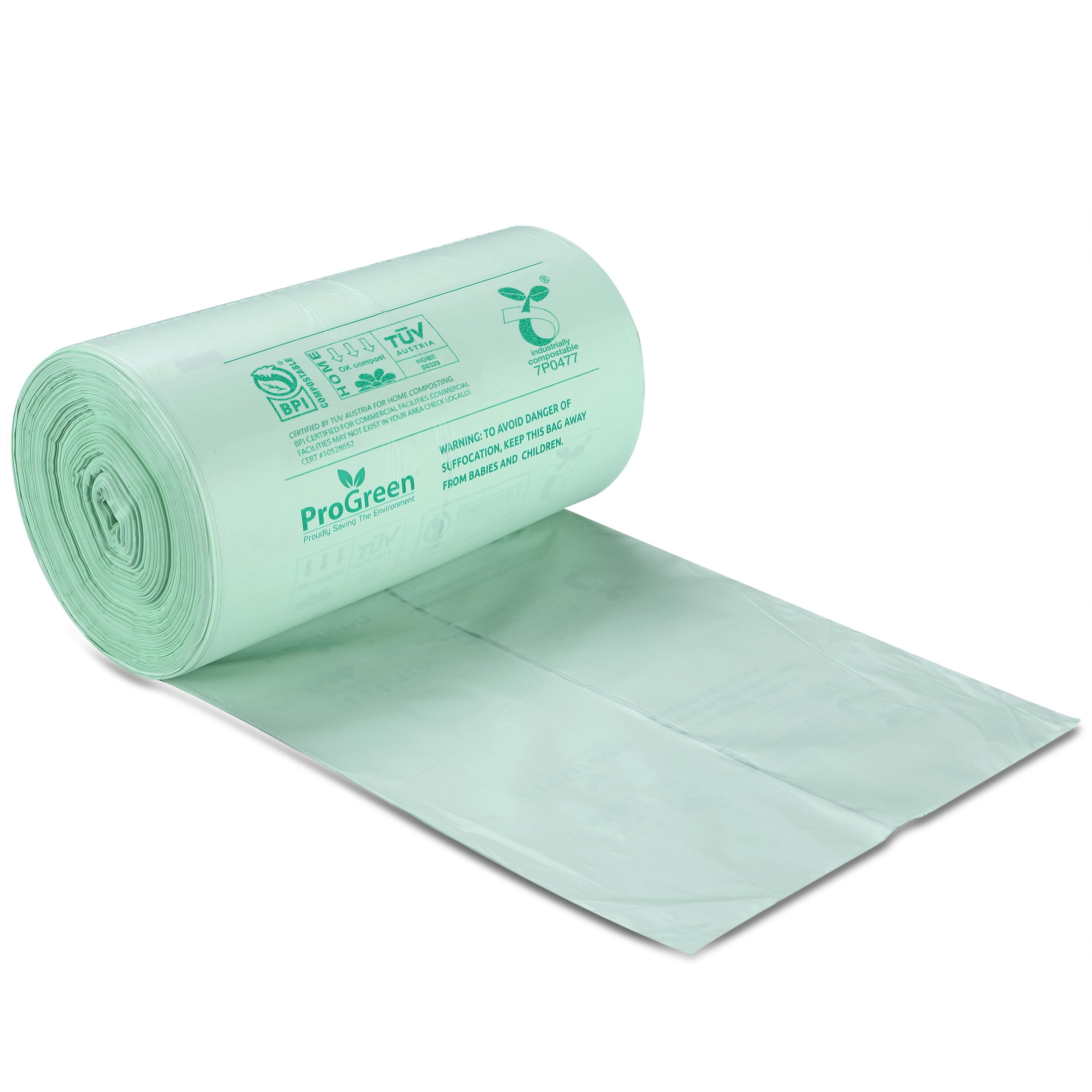 ProGreen Compostable Trash Bags 3 Gallon, Extra Thick 0.71 Mil, 100 Count, Small Kitchen Compost Bin Bags, Food Scraps Yard Waste Bags, Compost ASTM D6400 BPI and TÜV AUSTRIA Certified