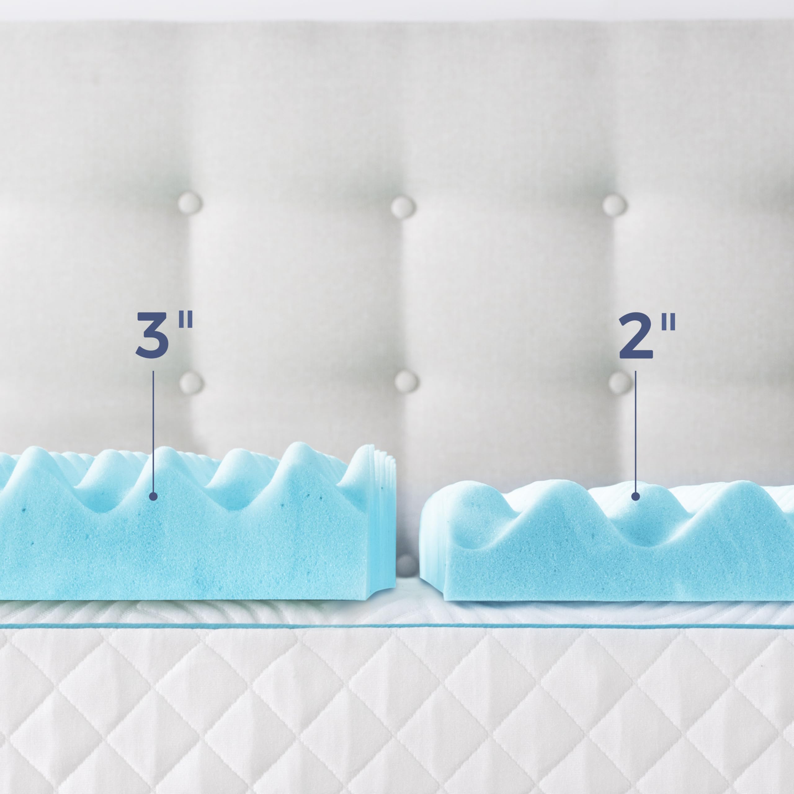 Linenspa 2 Inch Convoluted Gel Swirl Memory Foam Mattress Topper - Promotes Airflow - Relieves Pressure Points - Queen