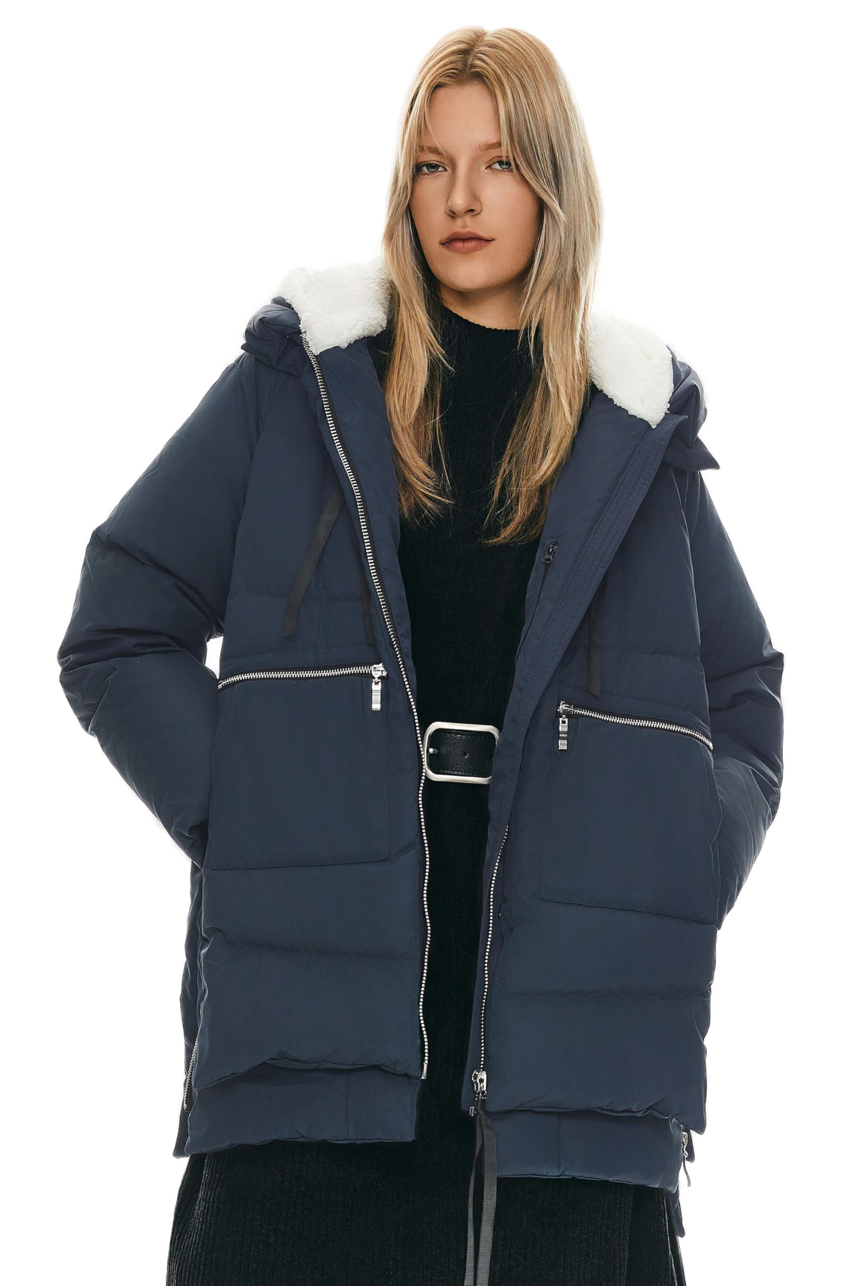 Orolay Women's Thickened Down Jacket (XL, Navy)