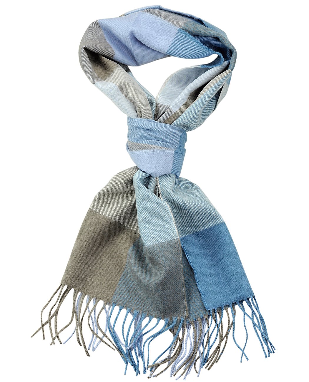 D&Y Unisex Classic Softer Than Cashmere Plaid Fringe End Scarf, Blue