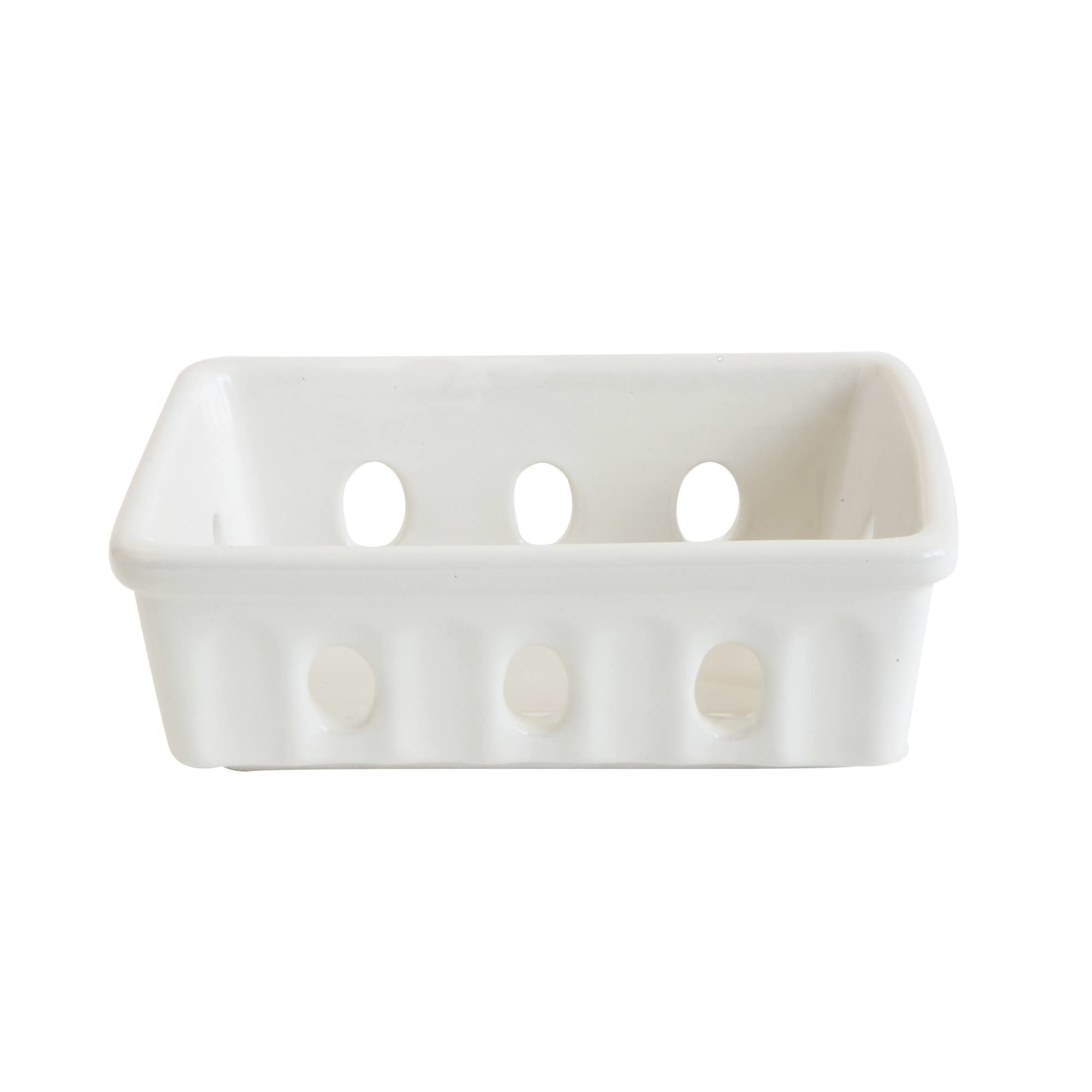 Creative Co-Op White Stoneware Berry Bowl or Soap Dish