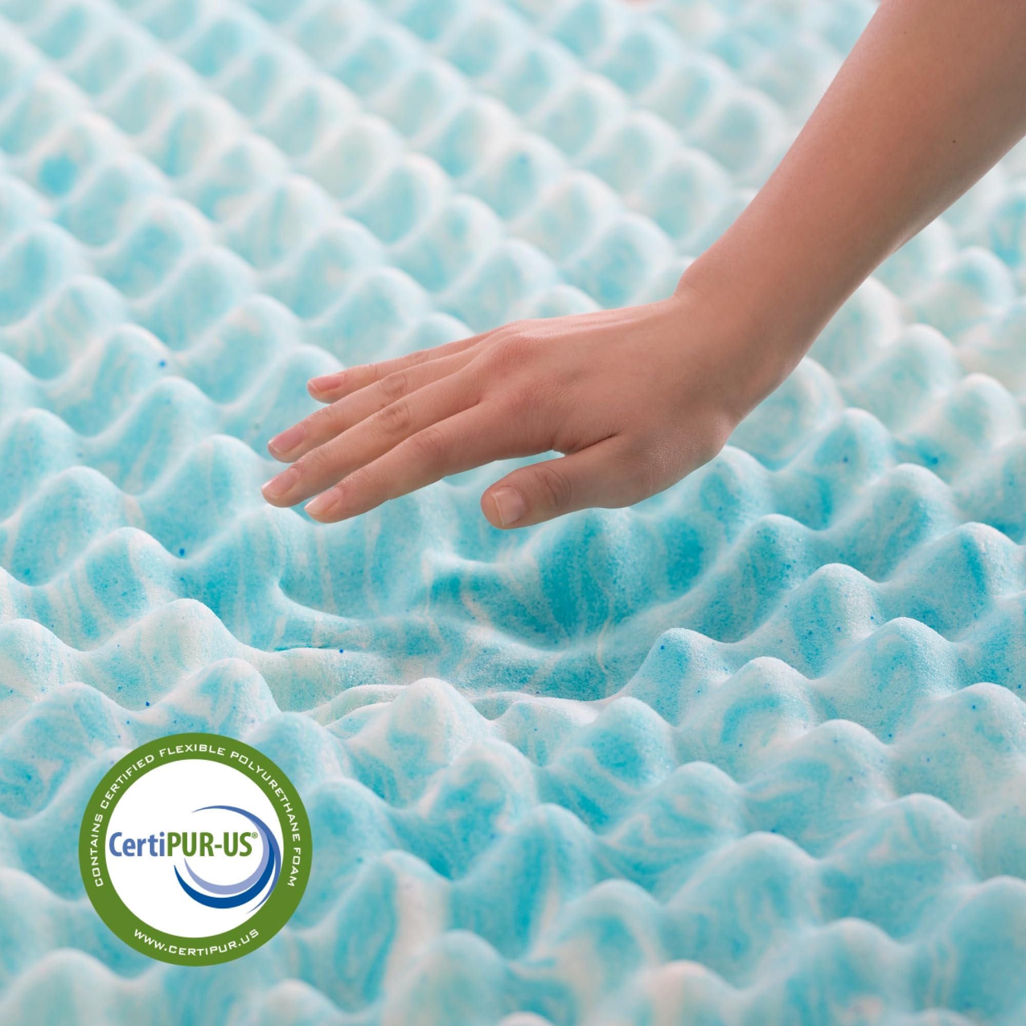 Linenspa 2 Inch Convoluted Gel Swirl Memory Foam Mattress Topper - Promotes Airflow - Relieves Pressure Points - Queen