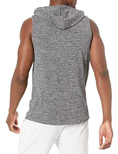 Amazon Essentials Men's Tech Stretch Sleeveless Hoodie, Black Space Dye, Large