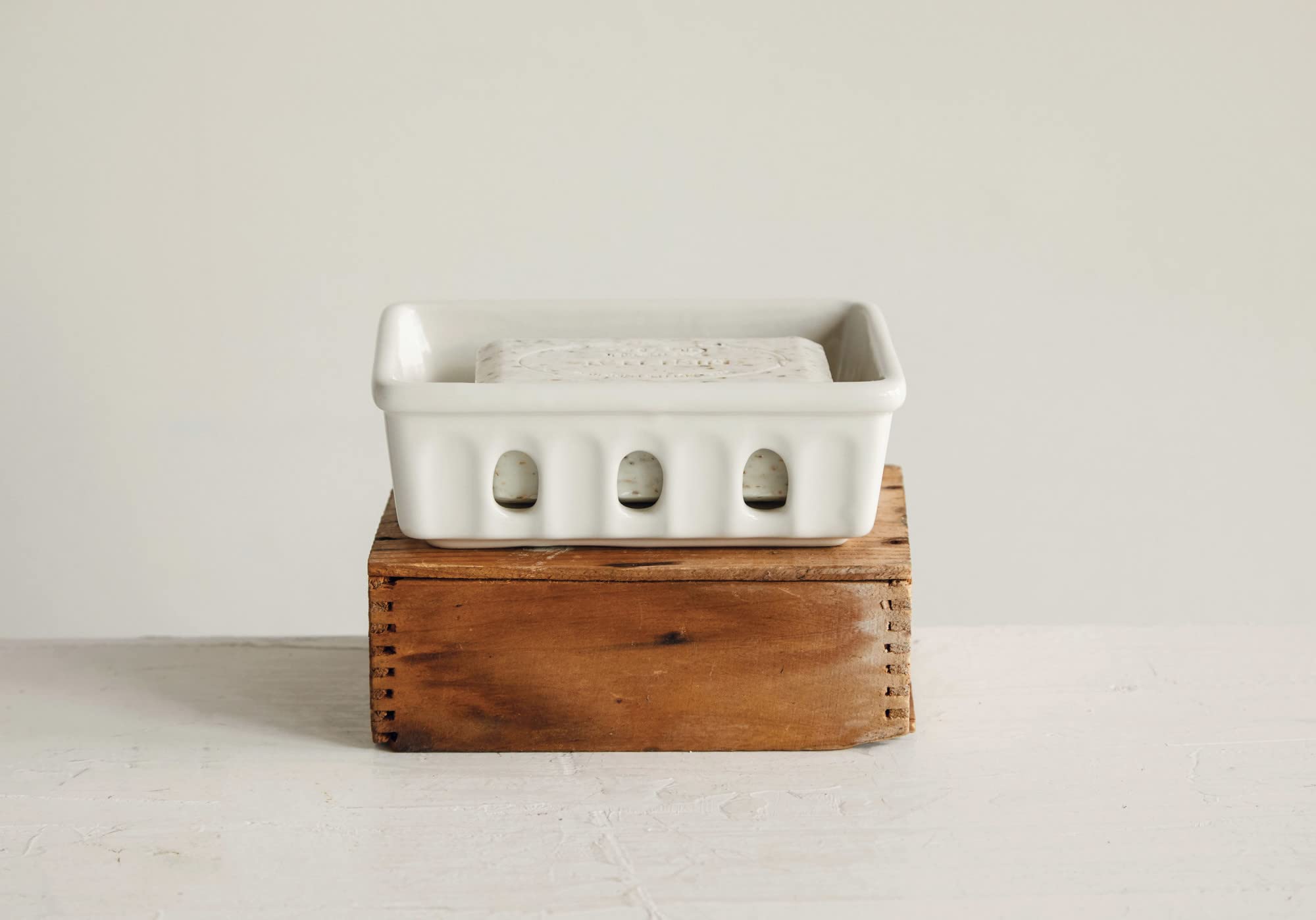 Creative Co-Op White Stoneware Berry Bowl or Soap Dish