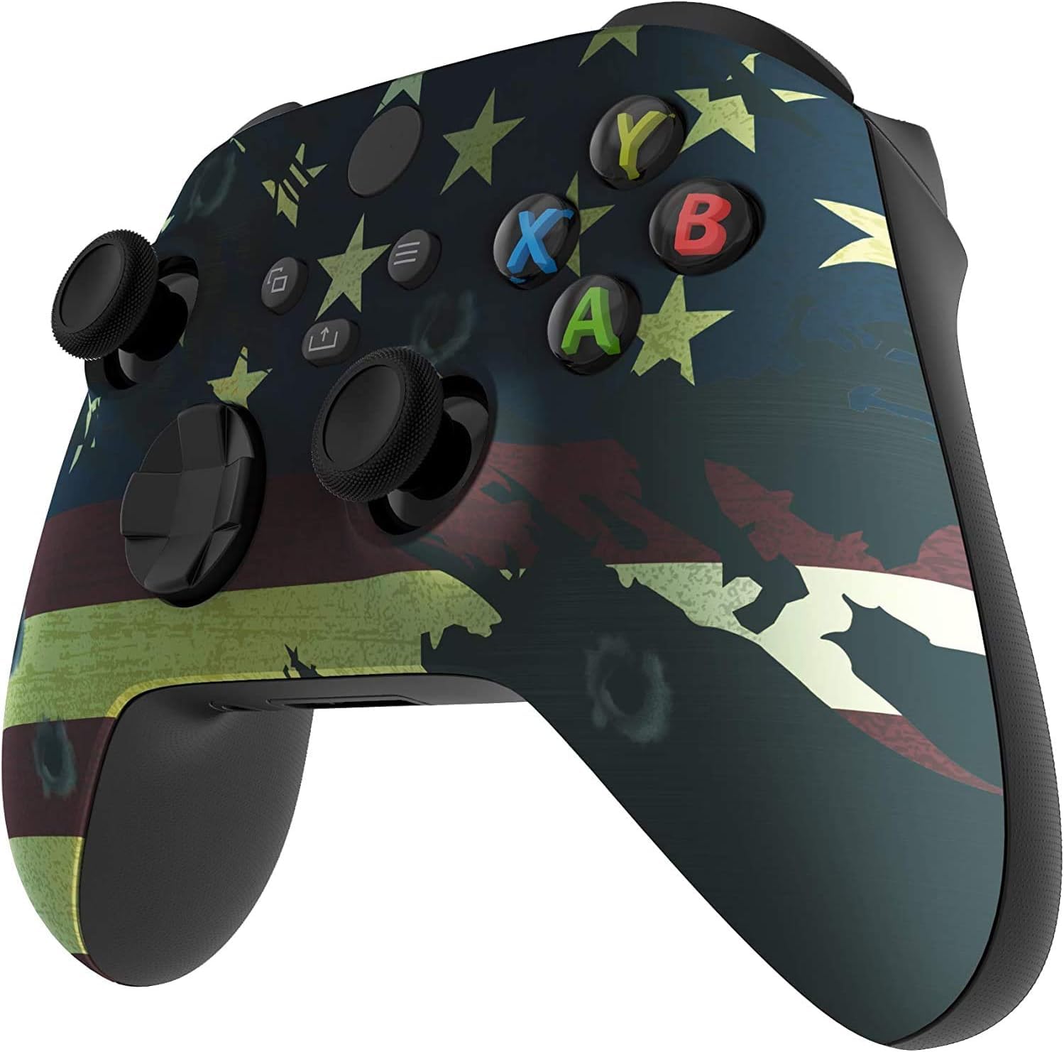 Xbox Modded Rapid Fire Soft Touch Controller - Includes Largest Variety of Modes -Jump Shot, Drop Shot, Quick Aim, Auto Aim, Quick Scope - Master Mod - USA Red White Blue (Flag)