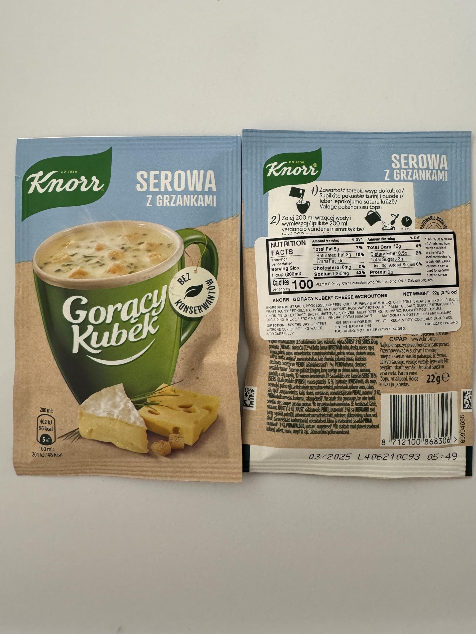 Knorr Goracy Kubek Serowa Z Grzankami Cheese Soup with Croutons Mix (3-Pack)
