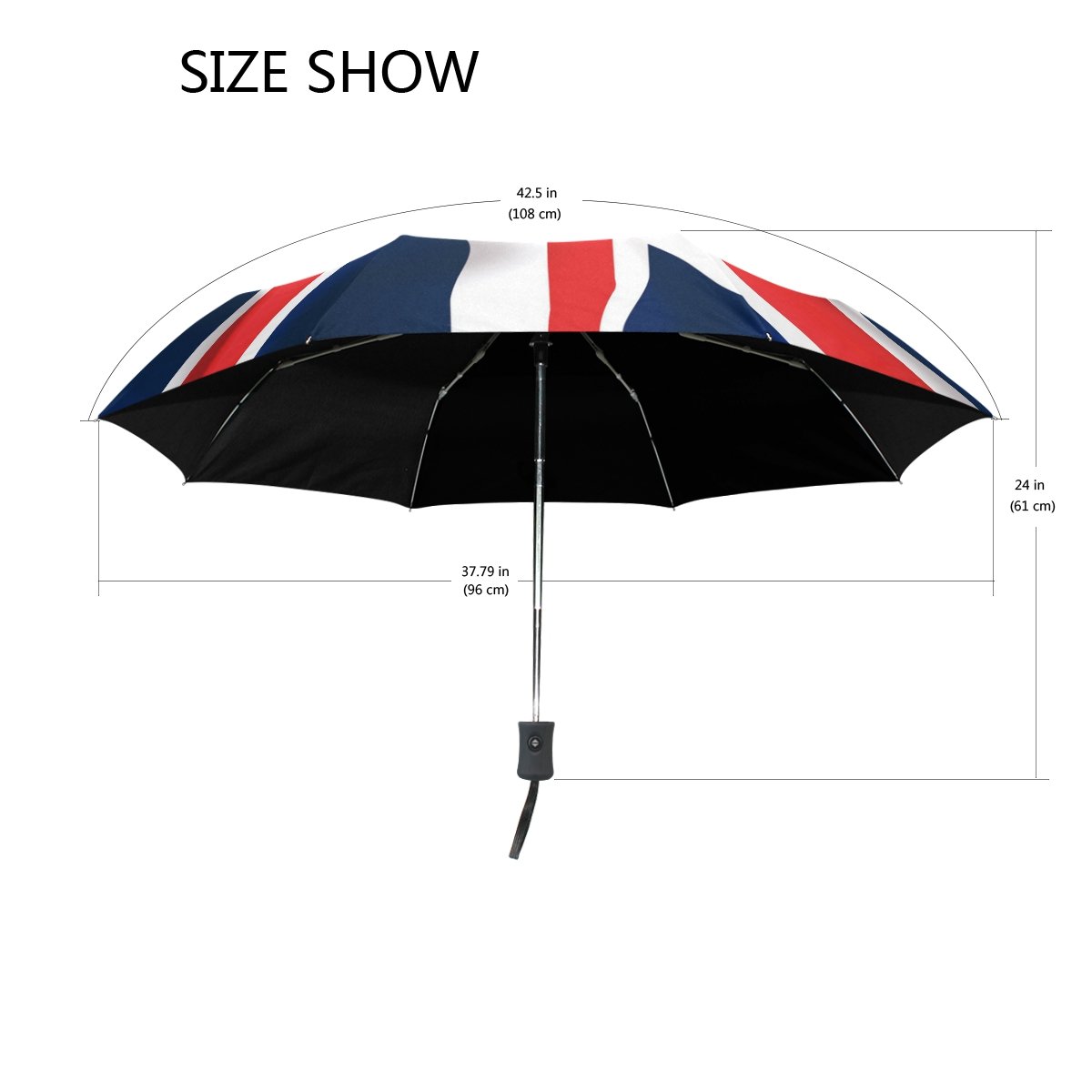 Automatic Folding Umbrella Union Jack UK British Flag Auto Open Compact Portable Travel Umbrella for Girls Boys Women