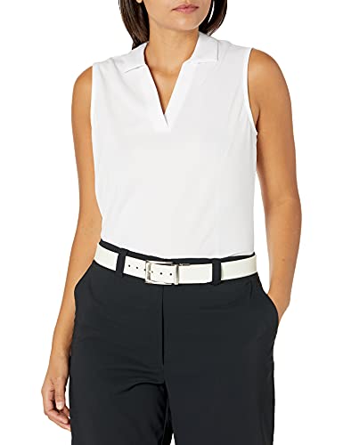 PGA TOUR Women's Regular Airflux Sleeveless Golf Polo Shirt, Bright White, Medium