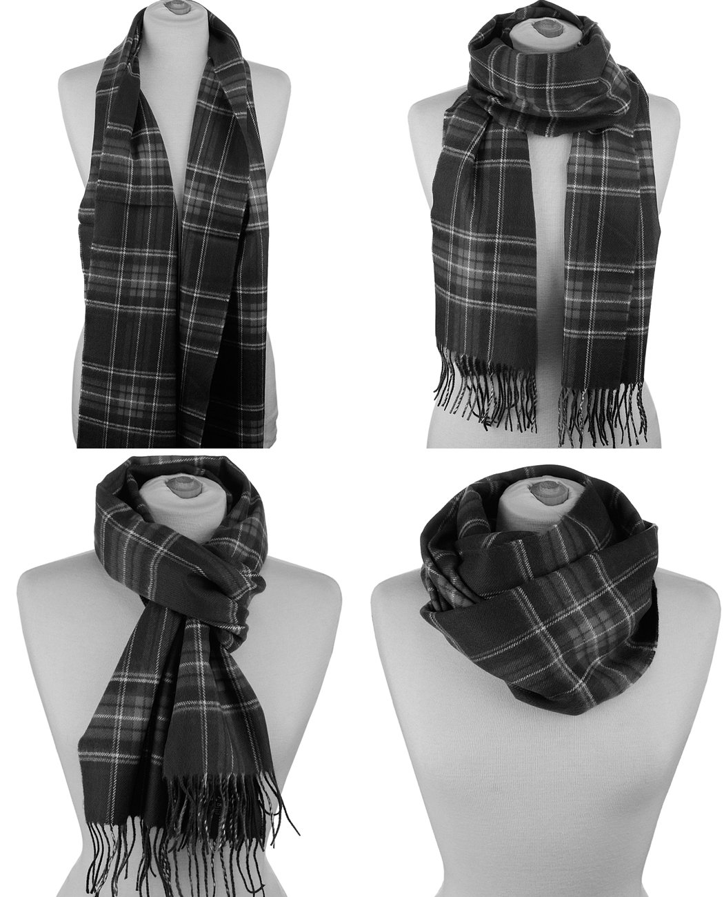 D&Y Unisex Classic Softer Than Cashmere Plaid Fringe End Scarf, Blue