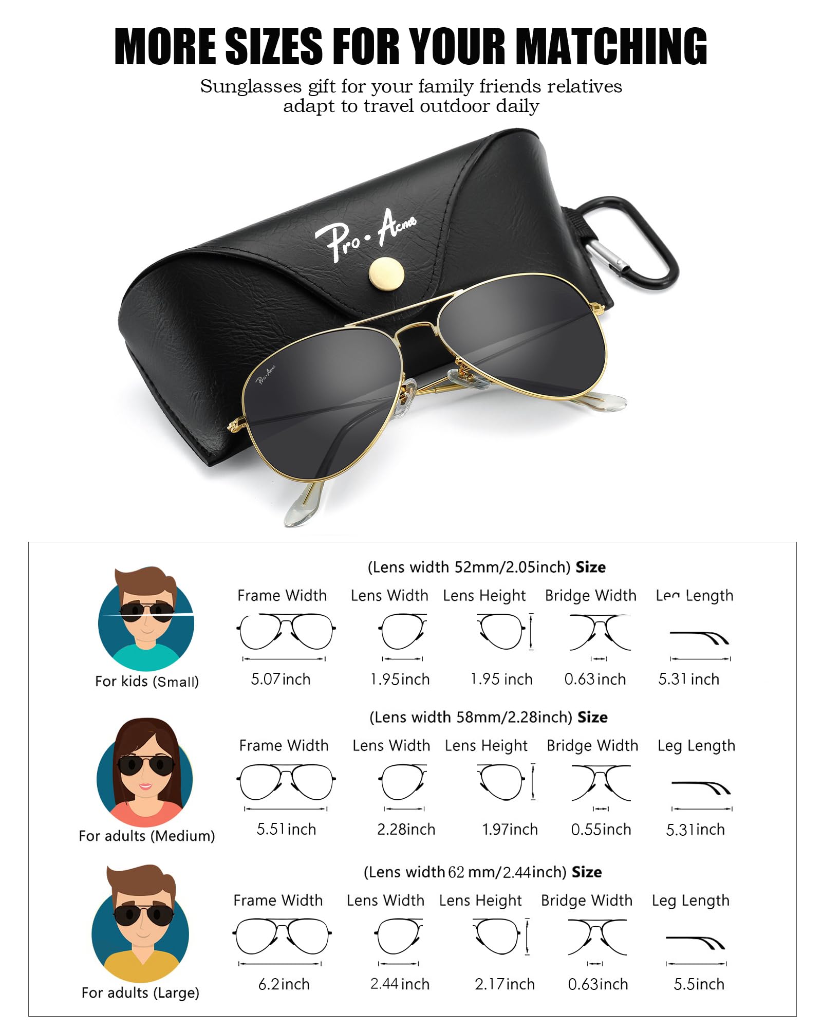 Pro Acme Classic Aviator Sunglasses for Men Women 100% Real Glass Lens (Gold/Grey)