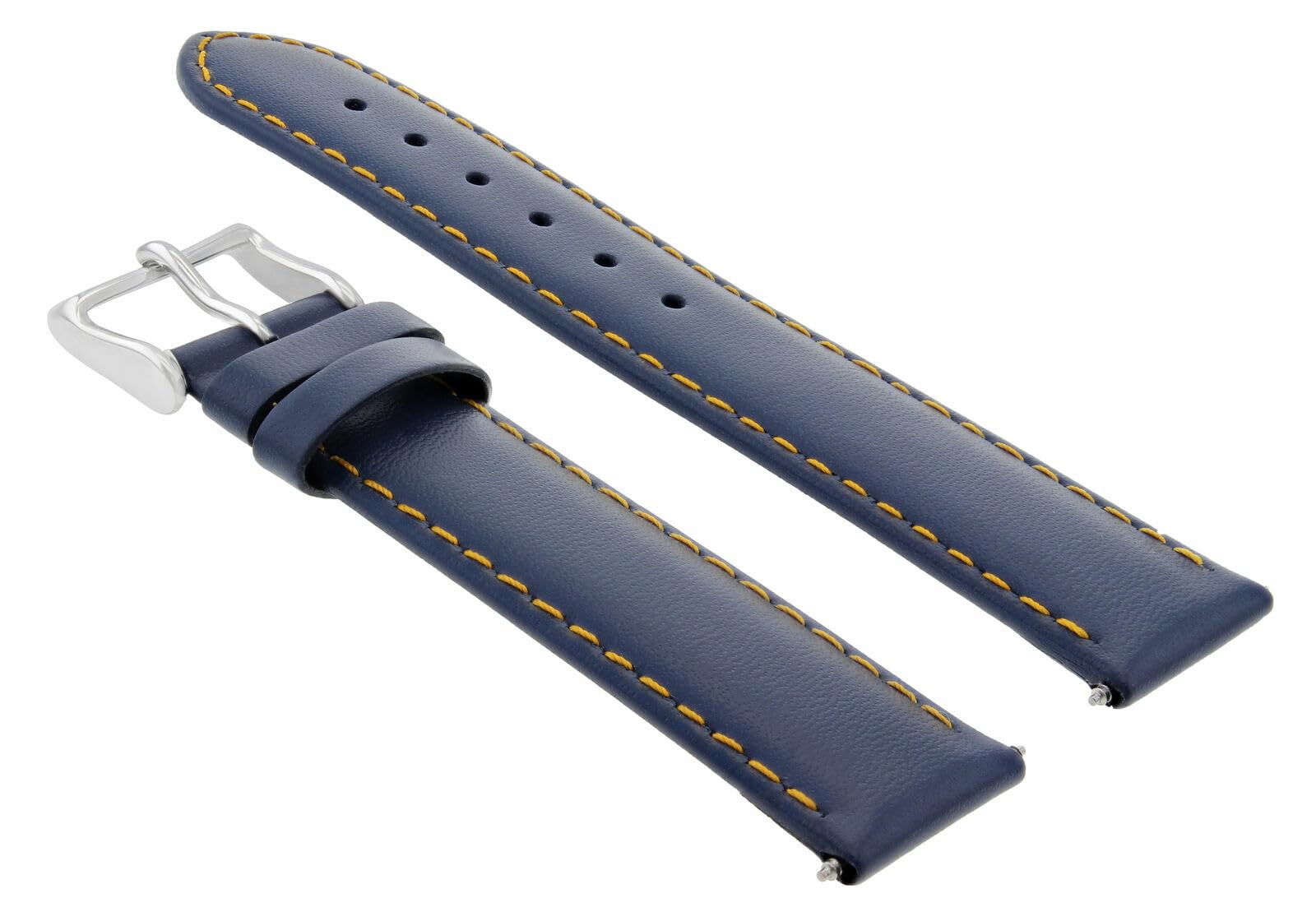 Ewatchparts 22mm Leather Watch Band Strap Compatible With Tag Heuer Carrera Monaco F1 Blue With Orange Stitching