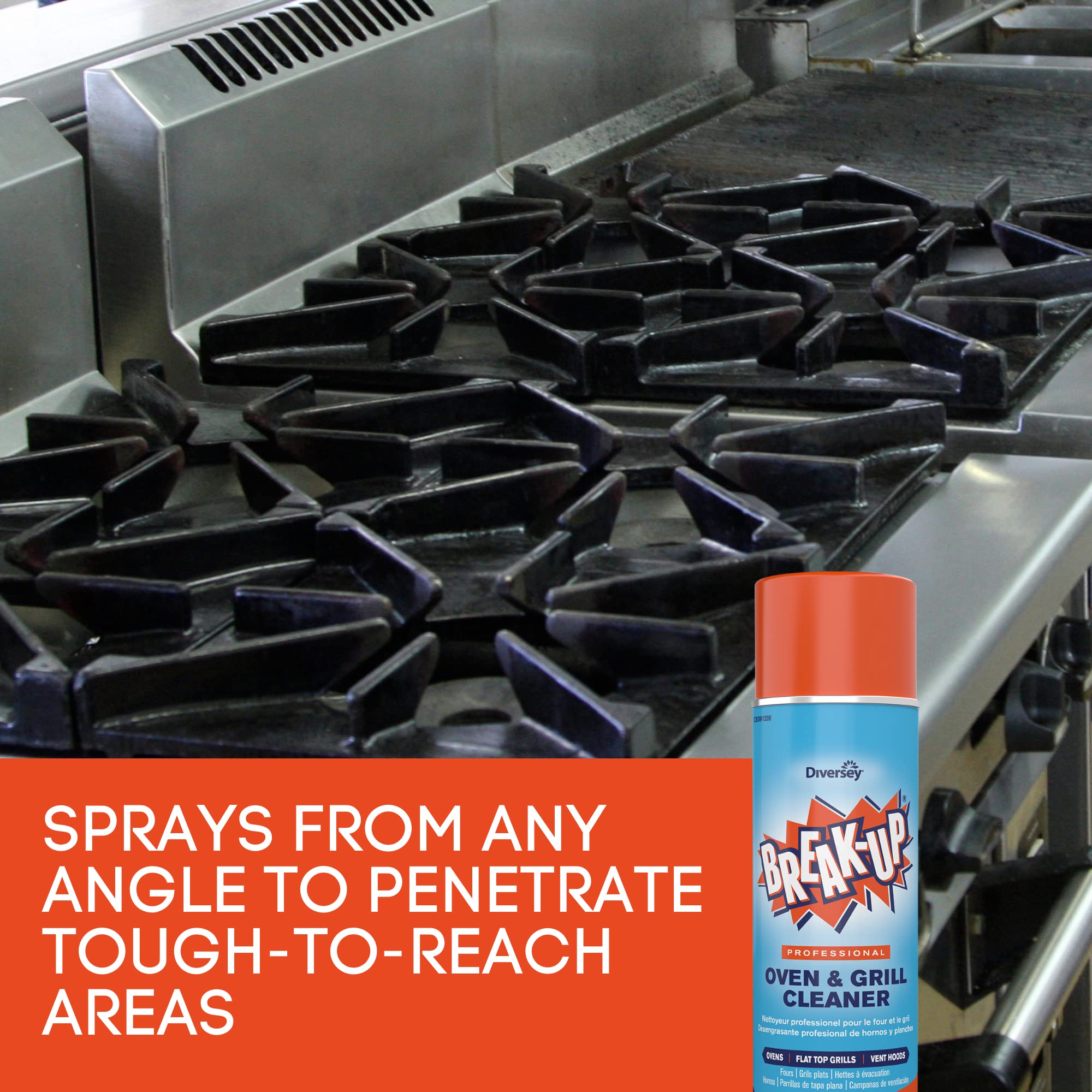 Diversey CBD991206 Break-Up Professional Oven & Grill Cleaner, Heavy Duty Spray Removes Baked on Grease, Aerosol, 19-Ounce (Pack of 6)