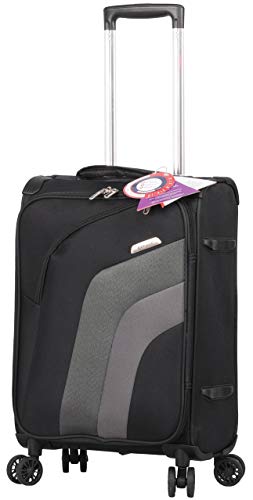 Aerolite 21” Carry On Ultra Lightweight Spinner Suitcase & Flight Bag Under Seat Shoulder Bag Set (Black)