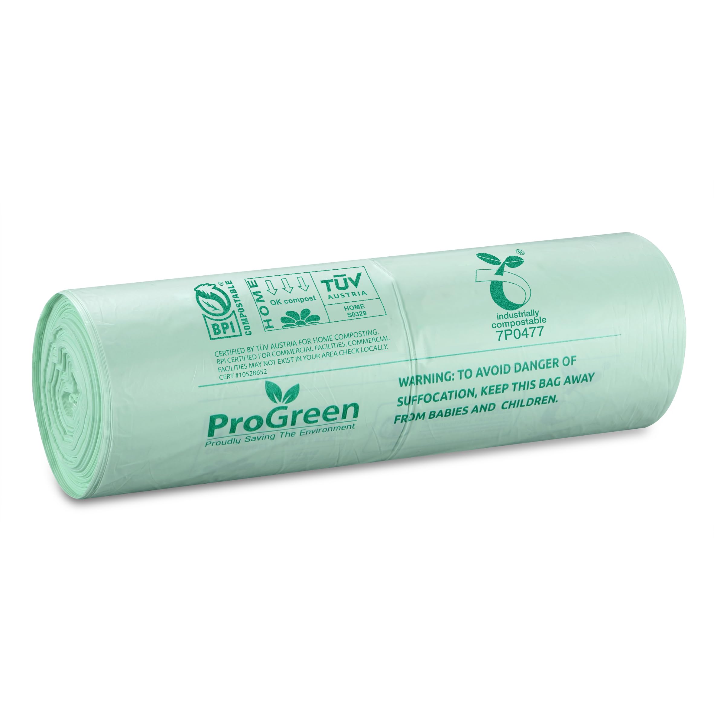 ProGreen Compostable Trash Bags 3 Gallon, Extra Thick 0.71 Mil, 100 Count, Small Kitchen Compost Bin Bags, Food Scraps Yard Waste Bags, Compost ASTM D6400 BPI and TÜV AUSTRIA Certified