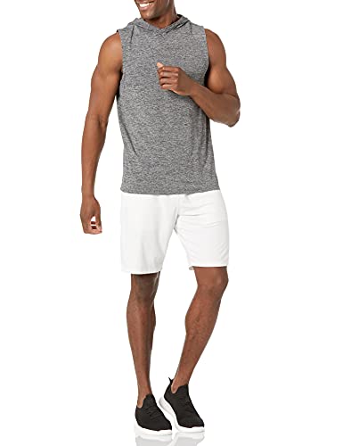 Amazon Essentials Men's Tech Stretch Sleeveless Hoodie, Black Space Dye, Large