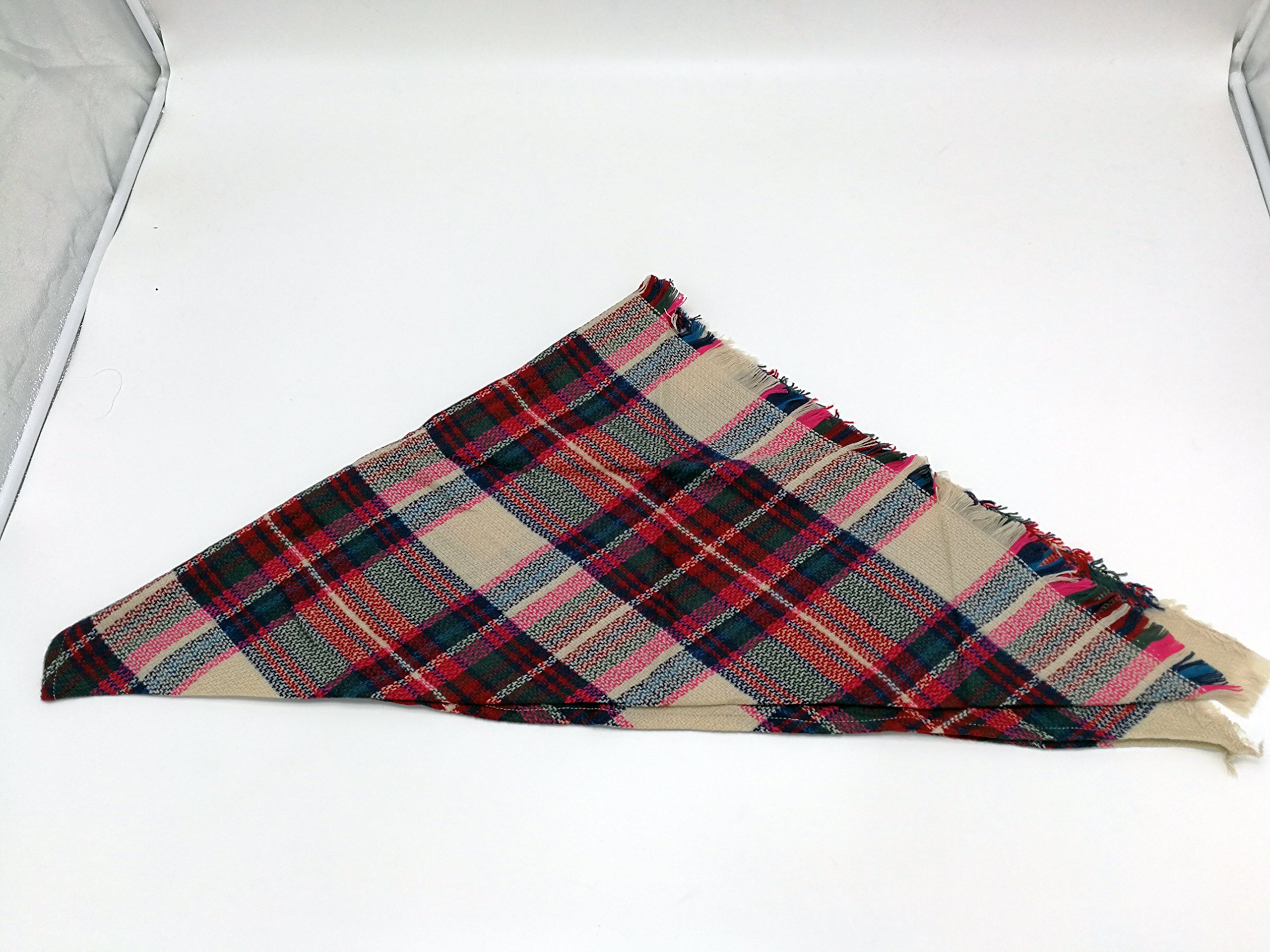 Wander Agio Womens Warm Scarf Triangle Shawls Large Scarves Stripe Plaid Fichu Beige Pink Colour 1