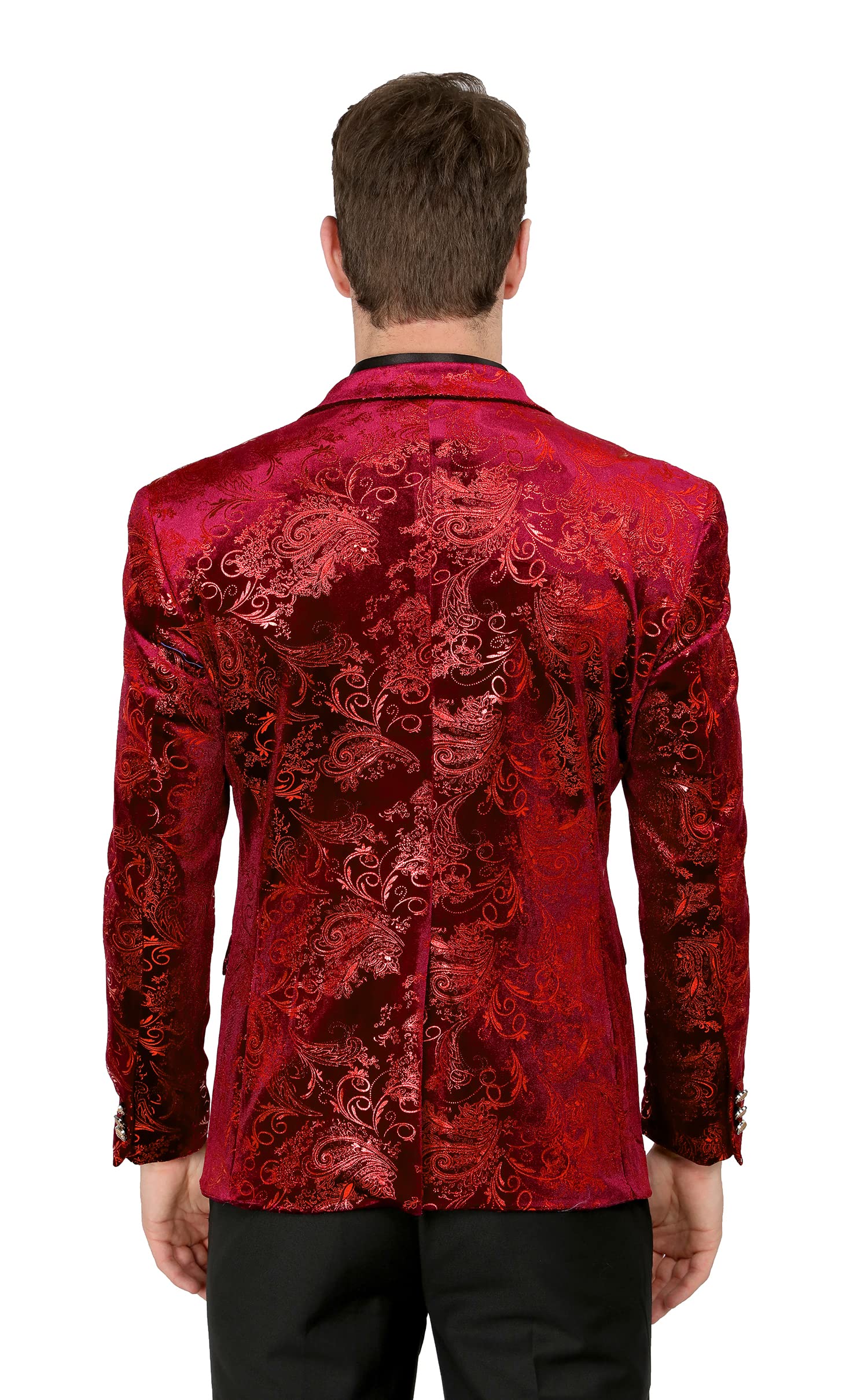 MAGE MALE Men's Dress Party Floral Suit Jacket Notched Lapel Slim Fit Two Button Stylish Blazer Red