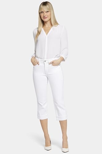 NYDJ Women's Marilyn Straight Cuff Cropped Slimming Jeans, Optic White, 10