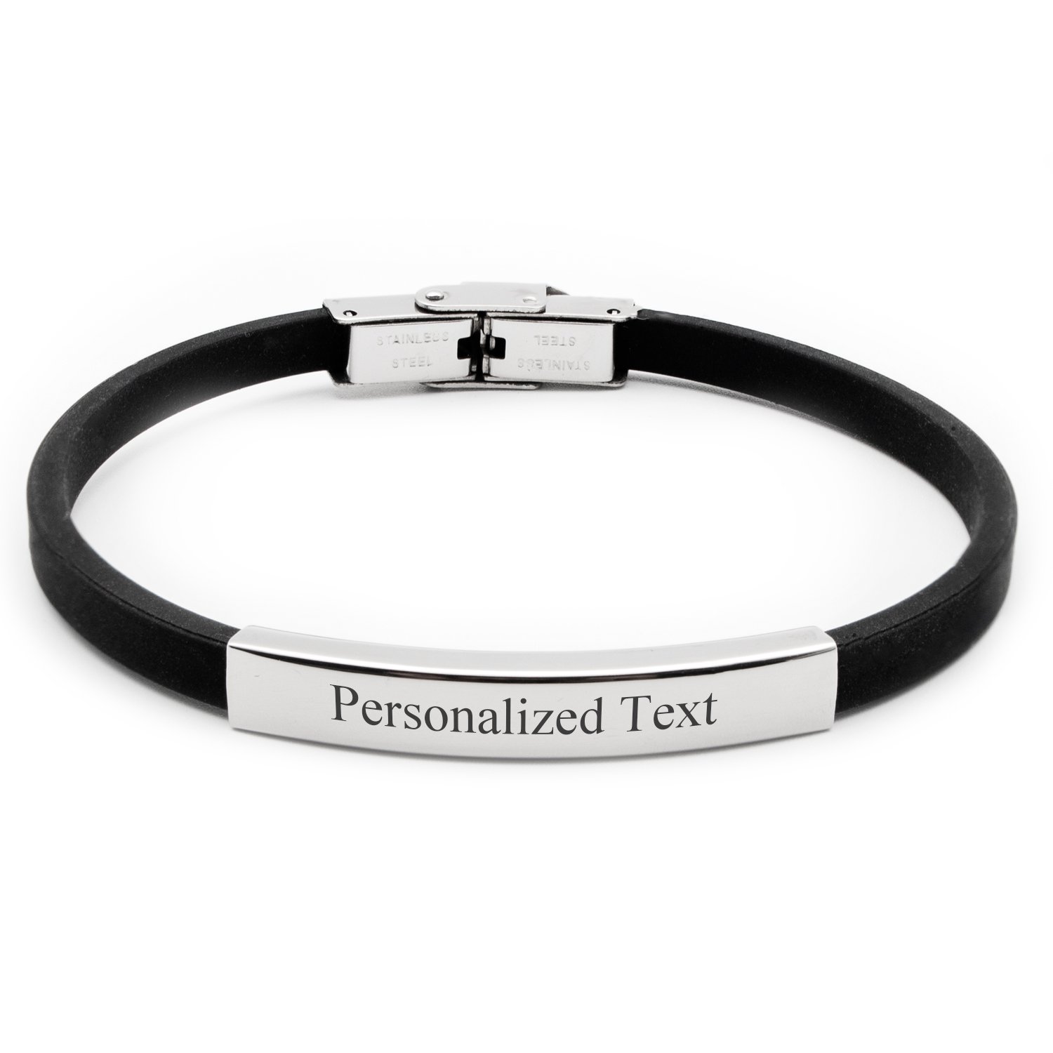 Custom Personalized Extra Narrow Silicone Bracelets, ID Bracelets for Men Women Kids Running