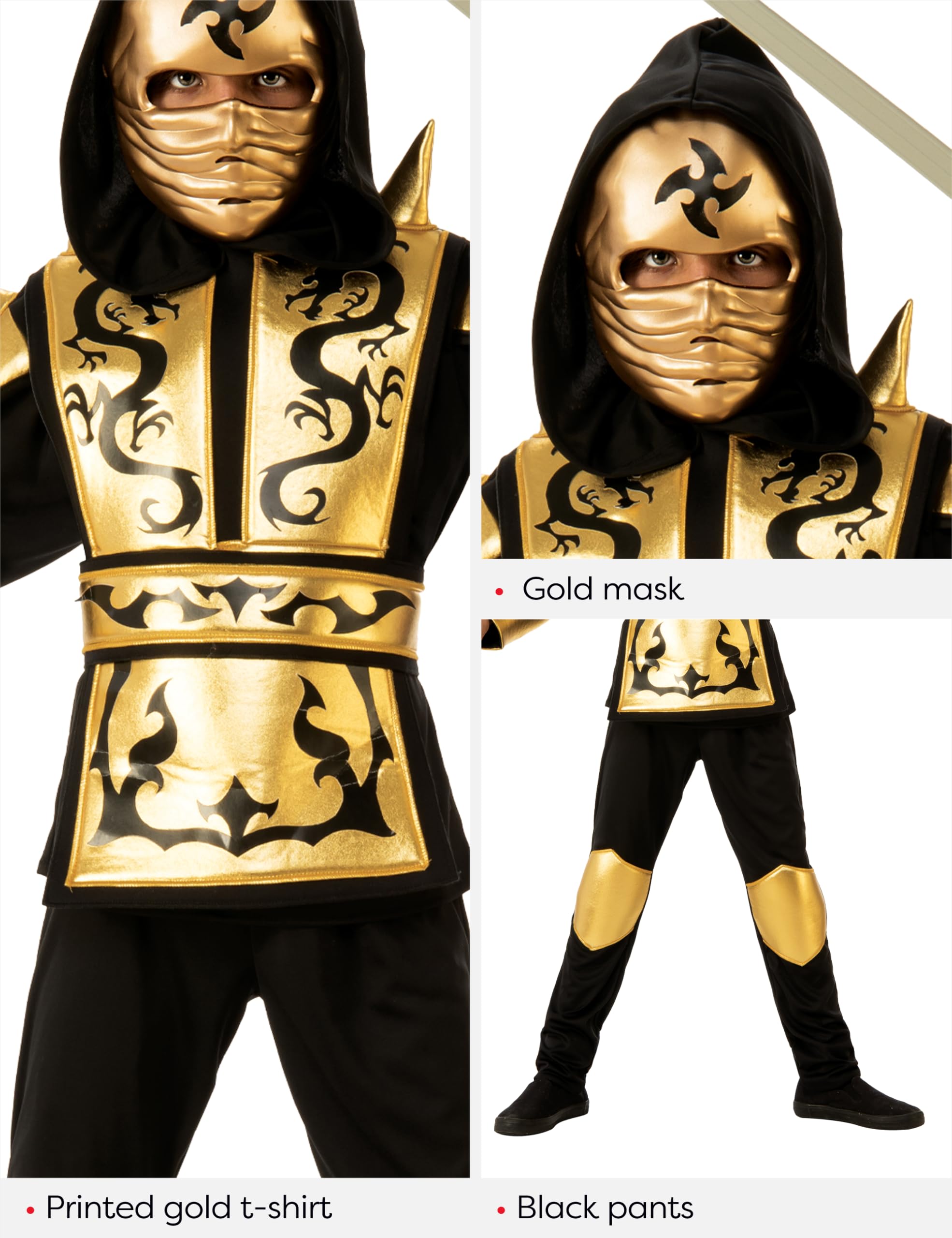 Rubies Child's Gold Ninja Costume, Medium