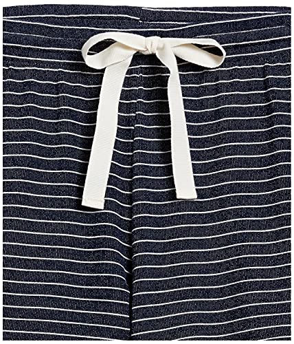 Amazon Essentials Women's Lightweight Lounge Terry Pajama Shorts, Navy White Mini Stripe, Medium