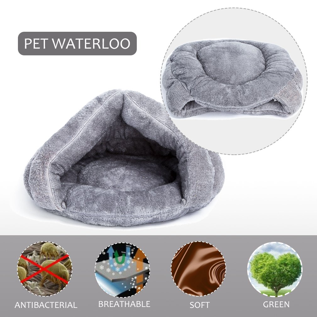 VeMee Cat Bed Cat Sleeping Bag Sleep Zone for Puppy Cat Rabbit Bed Small Animals Shearling Sleeping Bag (Grey)