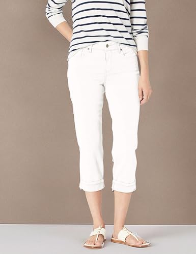 NYDJ Women's Marilyn Straight Cuff Cropped Slimming Jeans, Optic White, 10