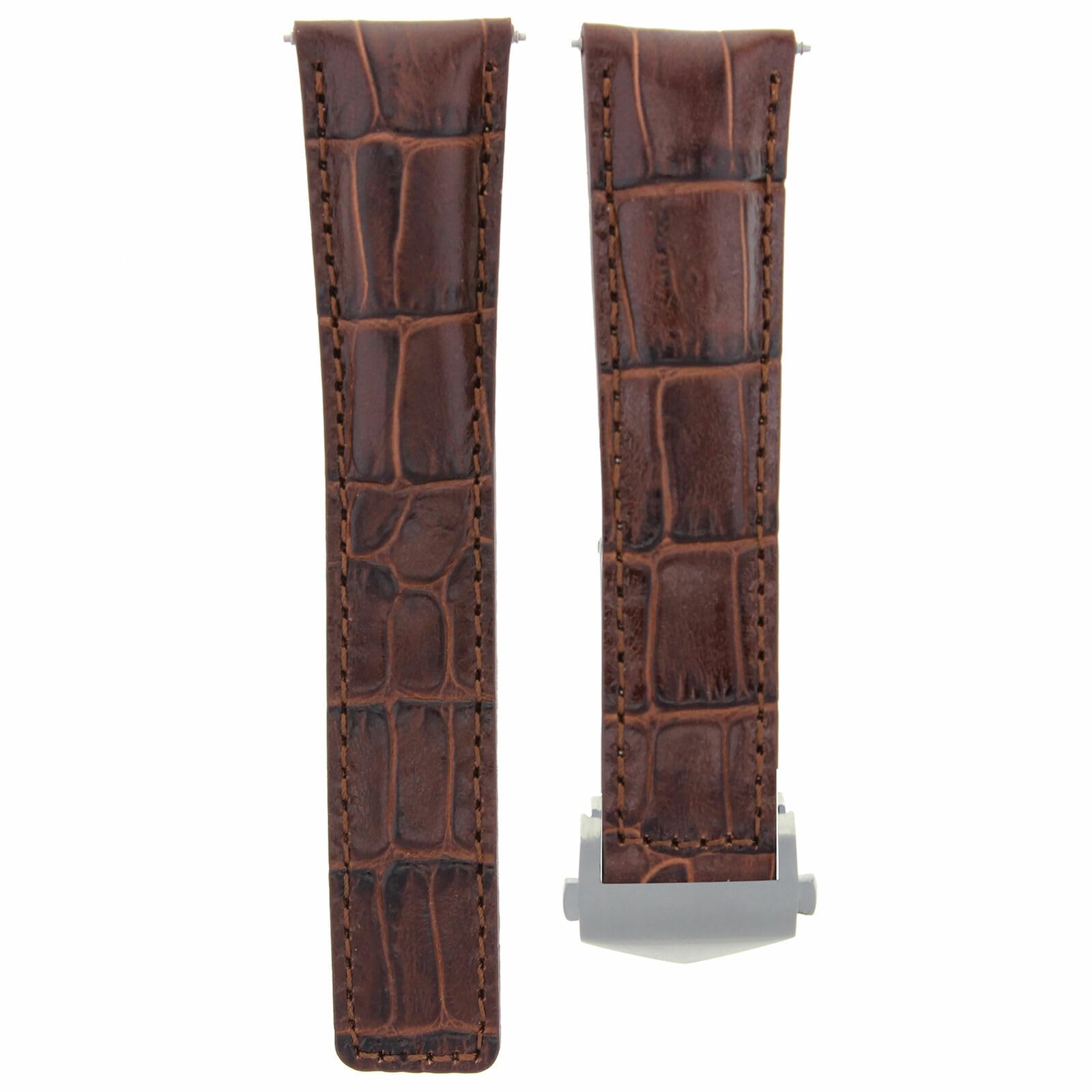 Ewatchparts 19mm Leather Watch Band Strap Compatible With Tag Heuer Carrera Twin Time Calibre 7 Watch Brown