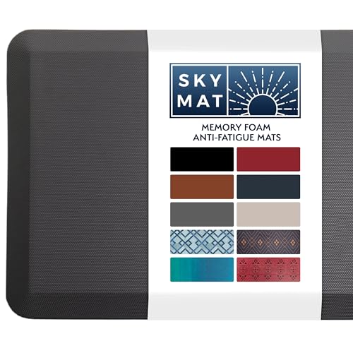 Sky Solutions Anti Fatigue Floor Mat - 3/4" Thick Cushioned Kitchen Rug, Standing Desk Mat - Comfort at Home, Office, Garage - Non Slip, Durable and Stain Resistant (24" x 70", Gray)