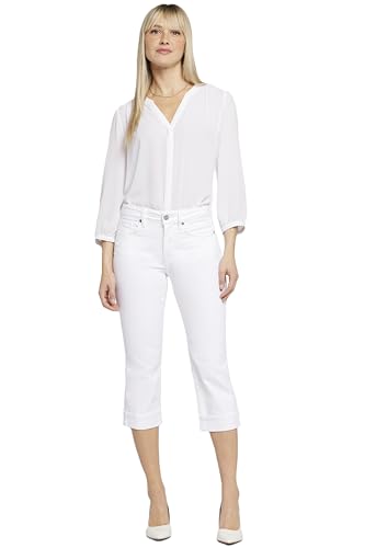 NYDJ Women's Marilyn Straight Cuff Cropped Slimming Jeans, Optic White, 10