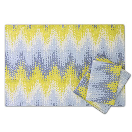 1500 Supreme Collection Extra Soft Malibu Bright Yellow Blending with Gray Chevron Pattern Sheet Set, Full - Luxury Bed Sheets Set with Deep Pocket Wrinkle Free Bedding, Full Size