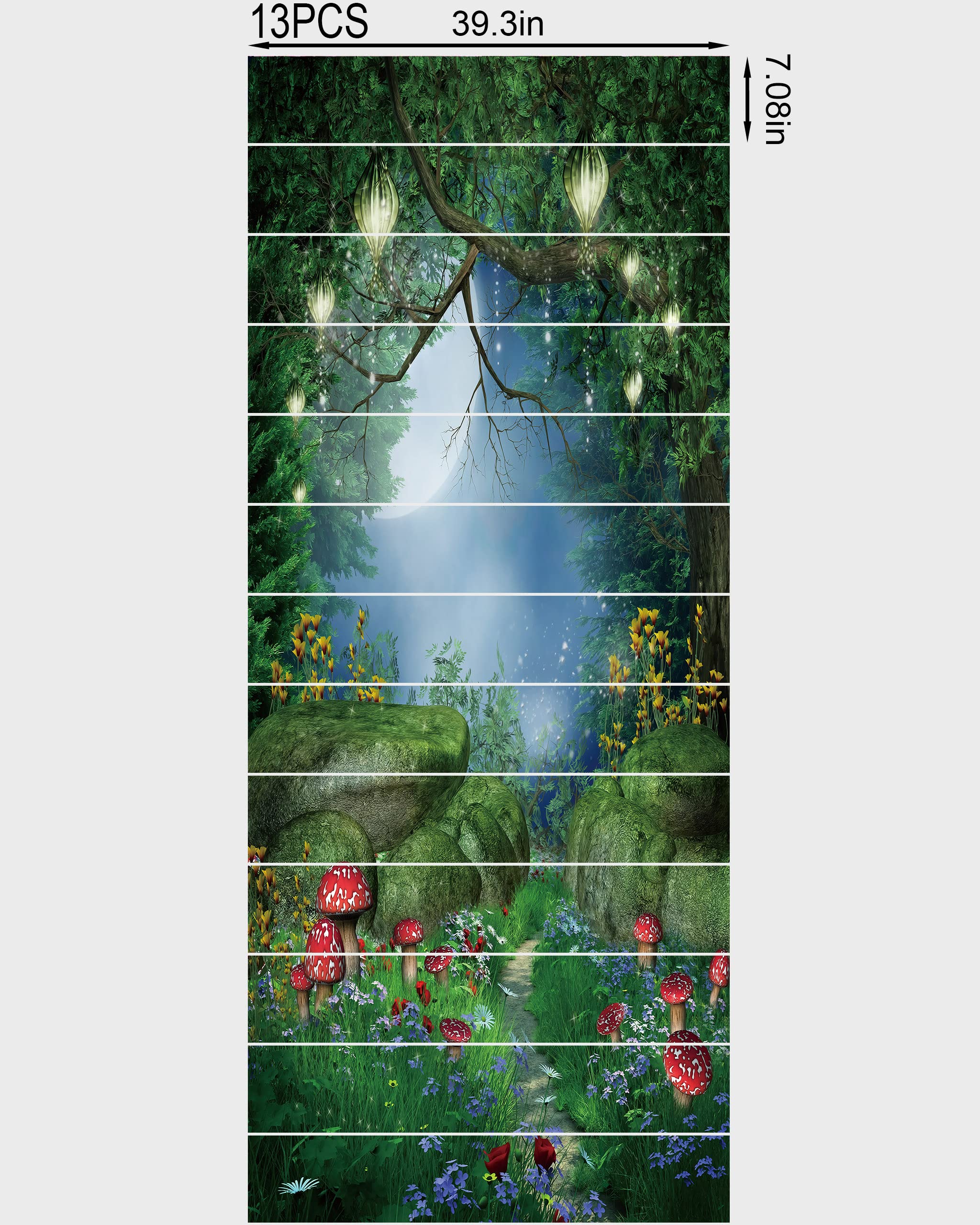 FLFK Stair Decals - Peel and Stick Stair Stickers, Flowers & Plants Stair Risers Decals Self-Adhesive for Home Decor, 39.3" W x 7.08" H x 13Pcs