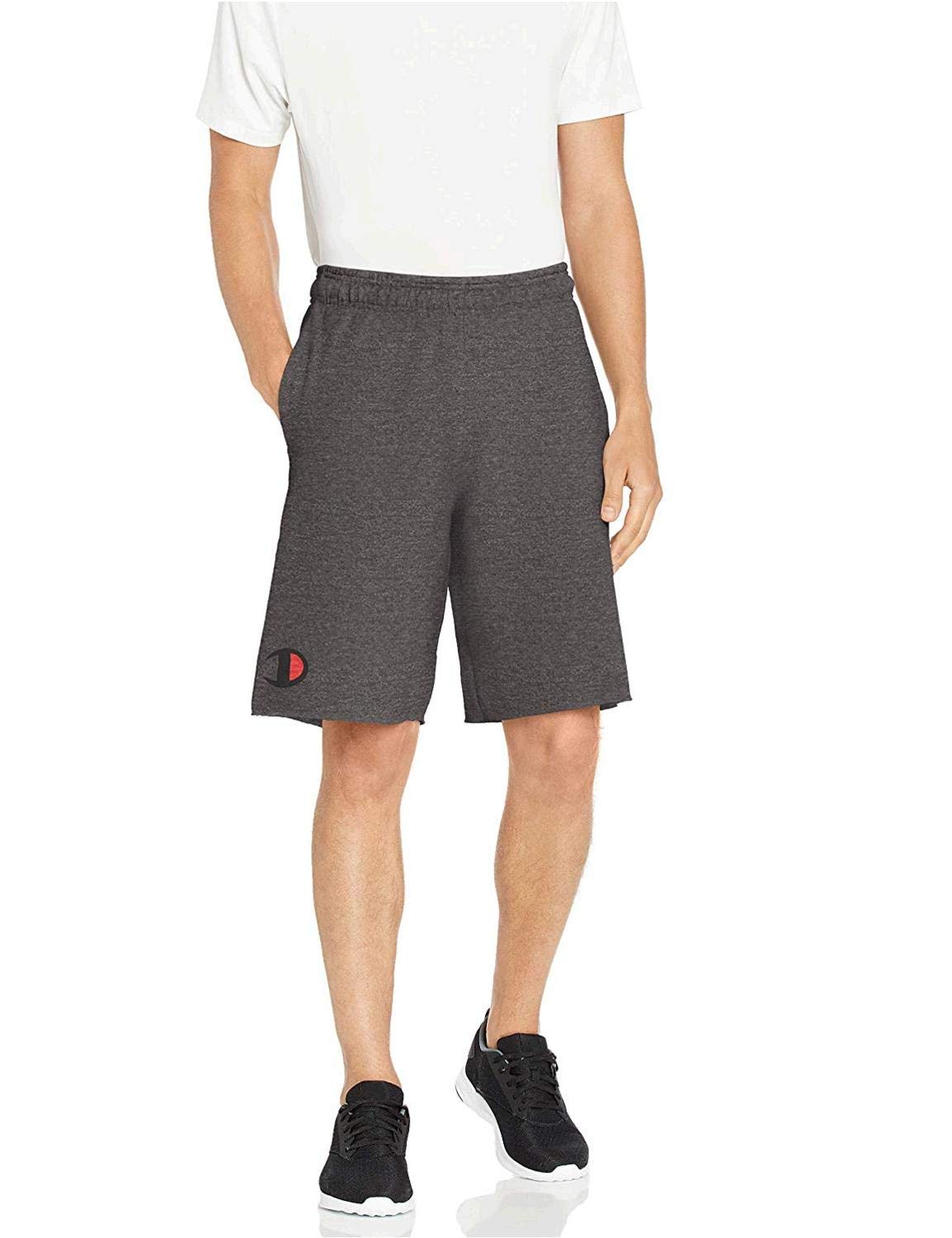 Champion mens 10" Powerblend Graphic Short, C Logo Shorts, Granite Heather, Small US