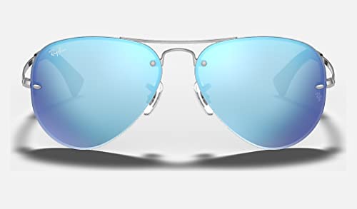 Ray-Ban RB3449 004/55 59M Gunmetal/Plastic Lens Light Green Blue Mirror Aviator Sunglasses For Men + BUNDLE with Designer iWear Eyewear Care Kit