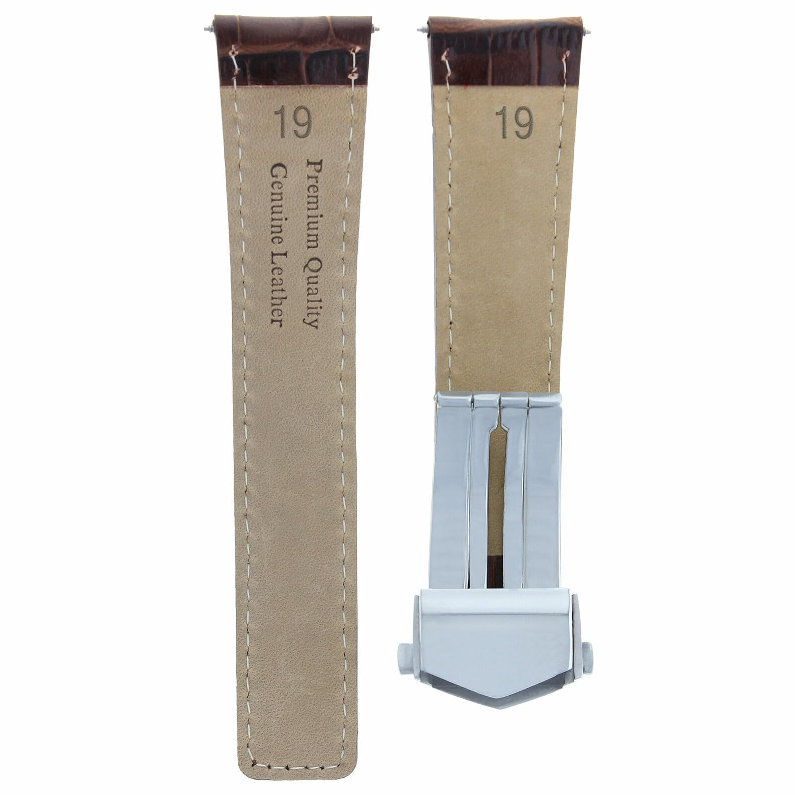 Ewatchparts 19mm Leather Watch Band Strap Compatible With Tag Heuer Carrera Twin Time Calibre 7 Watch Brown