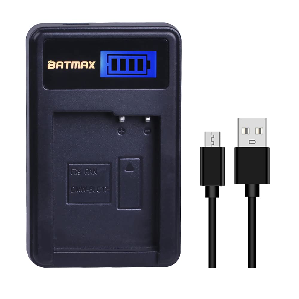 Batmax 2 Pack DMW-BLC12 Battery and Replacement Charger for Panasonic DMW-BLC12, DMW-BLC12E, DMW-BLC12PP Battery; Lumix DMC-FZ200, DMC-FZ1000, DMC-G5, DMC-G6, DMC-G7, DMC-GX8, DMC-G85, DMC-GH2