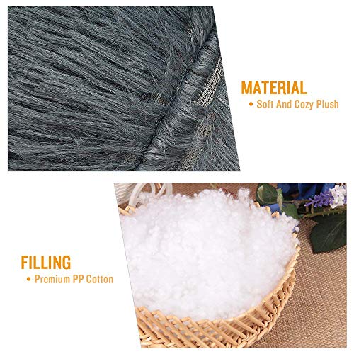 Luciphia Round Dog Cat Bed Donut Cuddler, Faux Fur Plush Pet Cushion for Large Medium Small Dogs, Self-Warming and Cozy for Improved Sleep Dark Grey, Medium(23"x23")