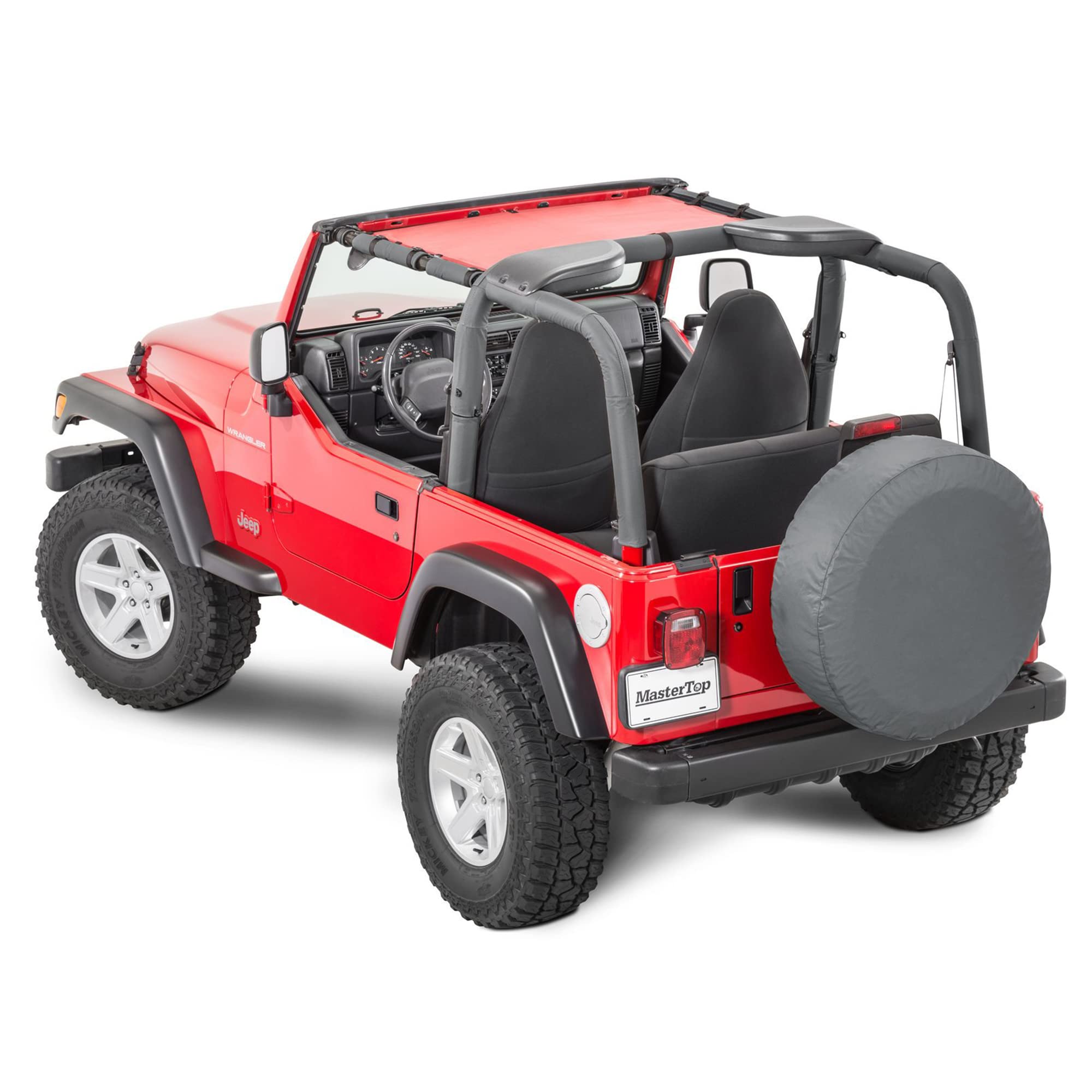 MasterTop Bikini Mesh Top Sunshade - Fits Jeep Wrangler TJ 1997-2006 - Jeep TJ Bikini Top Jeep TJ Sunshade Jeep TJ Mesh Top Jeep TJ Sun Shade Jeep TJ Top Bikini - (Red 97-06 Half Top)