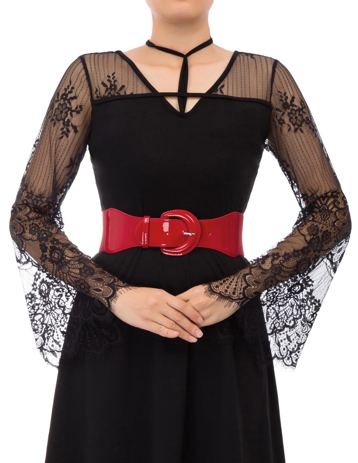 GRACE KARIN Plus Size Elastic Designer Belts Buckled Waistband for Party Skirts (2XL,Red)