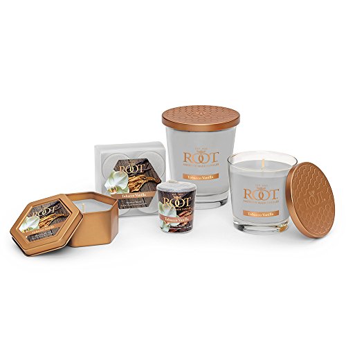 Root Candles Honeycomb Veriglass Scented Beeswax Blend Candle, Small, Tobacco Vanilla