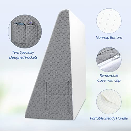Forias Wedge Pillows 12" Bed Wedge Pillow for Sleeping Acid Reflux After Surgery Triangle Pillow Wedge for Sleeping Gerd Snoring, Air Layer Wedge Cover|Memory Foam Top