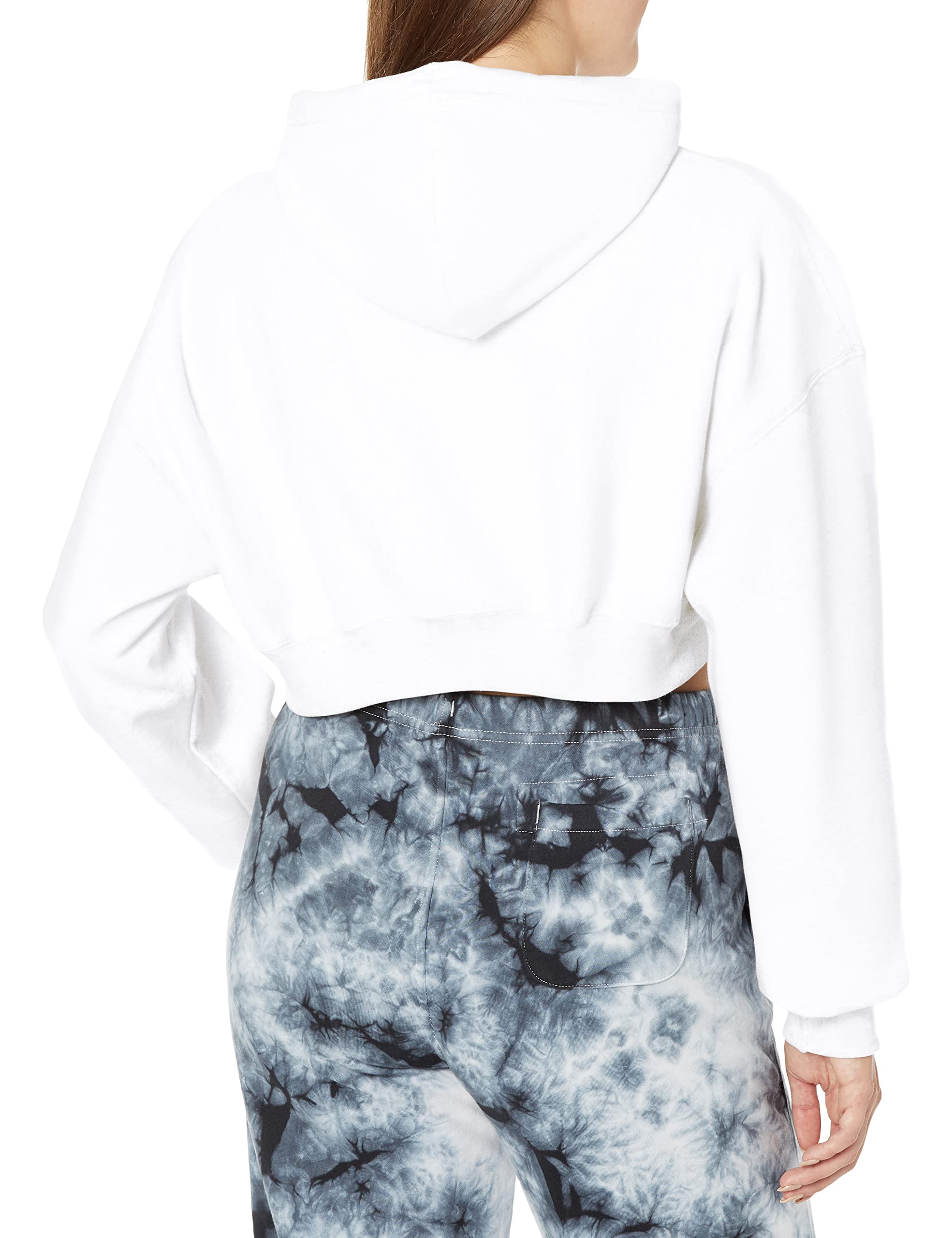 Champion womens Reverse Weave Cropped Cut-off Hoodie, Left Chest C Hooded Sweatshirt, White-549302, X-Small US