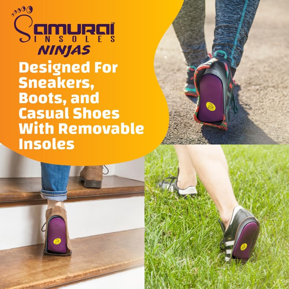 Samurai Insoles Ninjas Plantar Fasciitis Relief Insoles - Podiatrist Designed, Orthotic Lab Made in The USA Arch Support Shoe Insert for Mens 9-9.5 or Womens 11-11.5