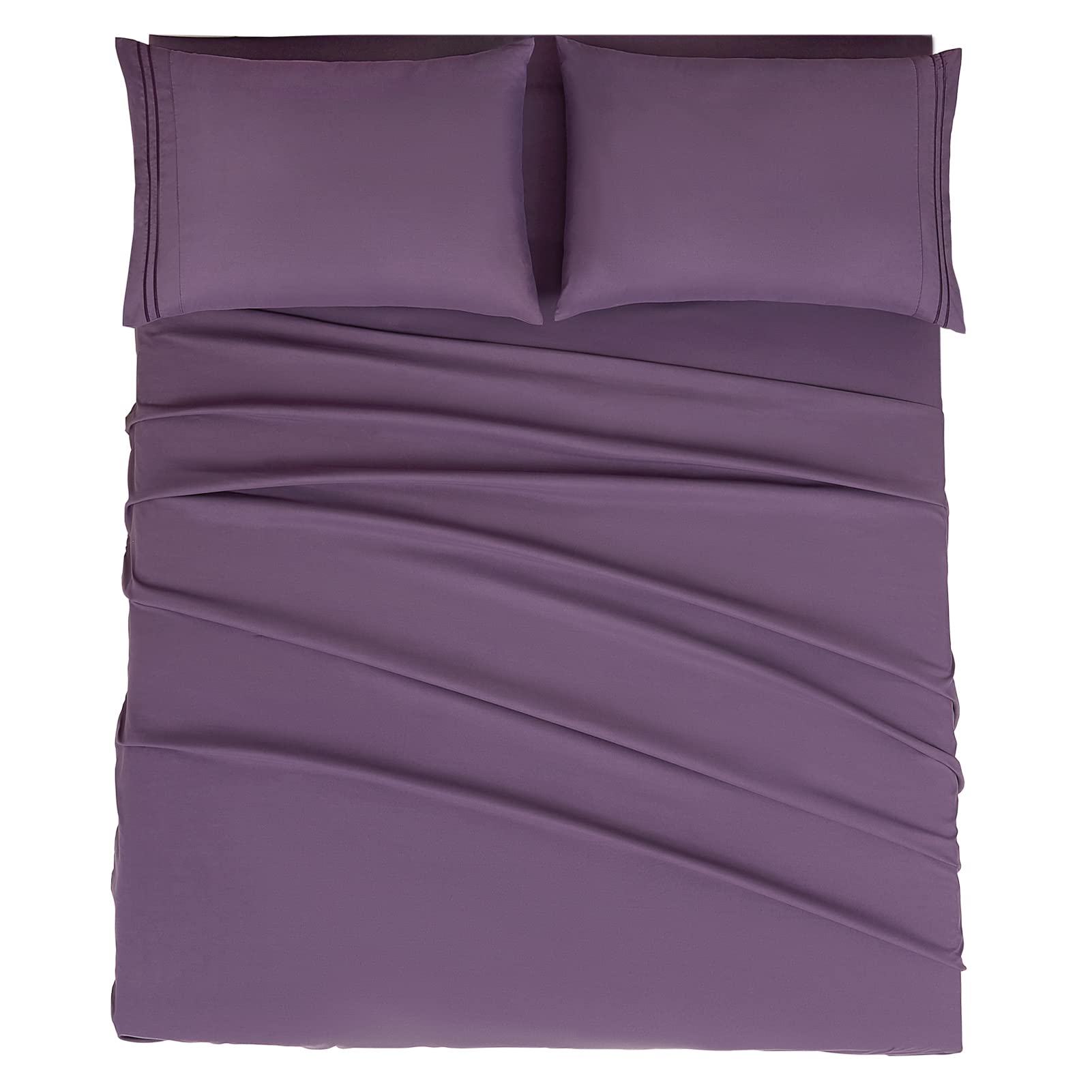 Mejoroom Full Size Sheet Sets - 1800 Collection Microfiber Bed Sheet Set with 16 Inch Deep Pocket Fitted Sheet, Soft, Breathable, Wrinkle, Fade & Stain Resistant - 4 Piece (Full, Purple)