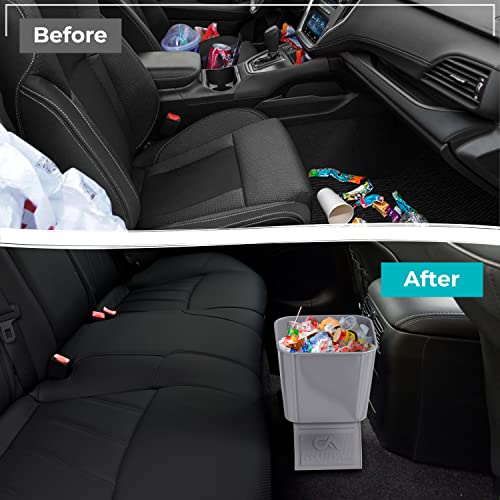 Garbage Can Trash Bin Waste Container Wastebasket for Auto Car Vehicle Boat Truck Quality Plastic Large 1 Gallon 4 Liter, Leakproof Quality for Life Gray