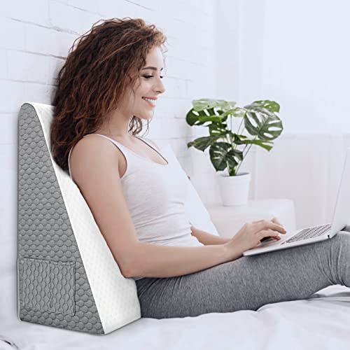 Forias Wedge Pillows 12" Bed Wedge Pillow for Sleeping Acid Reflux After Surgery Triangle Pillow Wedge for Sleeping Gerd Snoring, Air Layer Wedge Cover|Memory Foam Top
