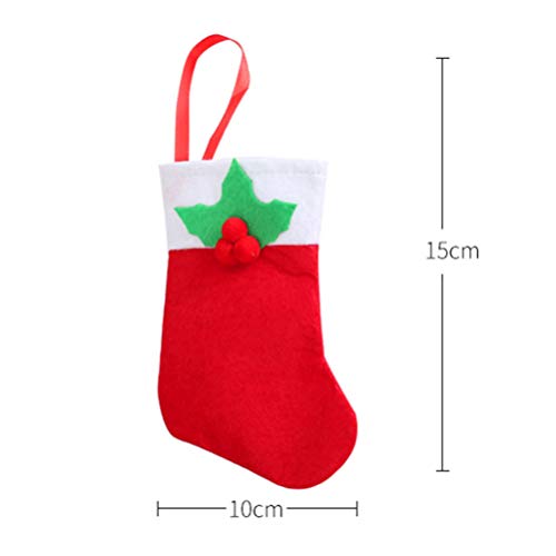 Happyyami 6 Pcs Christmas Silverware Holders Mini Stocking Dinner Table Decorations Tableware Holder Cutlery Knife Spoon Fork Candy Pouch Bag Hanging Socks for Xmas Tree