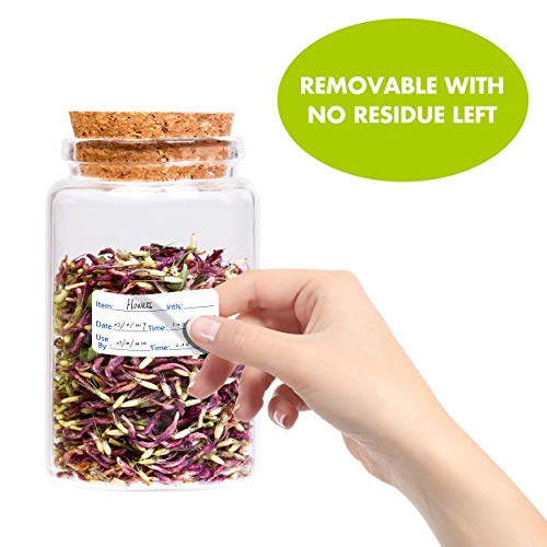 500 Removable Freezer Pantry Canning Labels Set Water Oil Resistant with Perforation Line for Food Containers Jars Kitchen Restaurant Storage Organization (Detailed Area Version, 2” X 1”) …